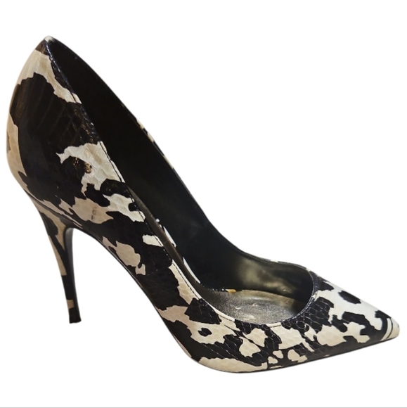 LFL | Shoes | Elegant Black White Cow Print With Snake Skin Texture ...